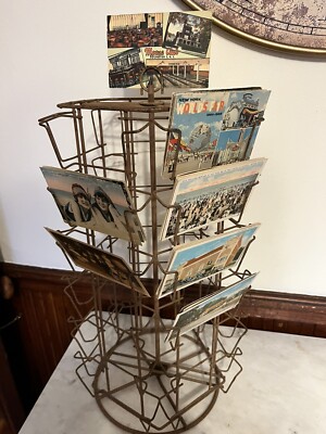 Vintage ATLAS Metal Wire Spinning Postcard Counter Top Display Rack, 30 ...