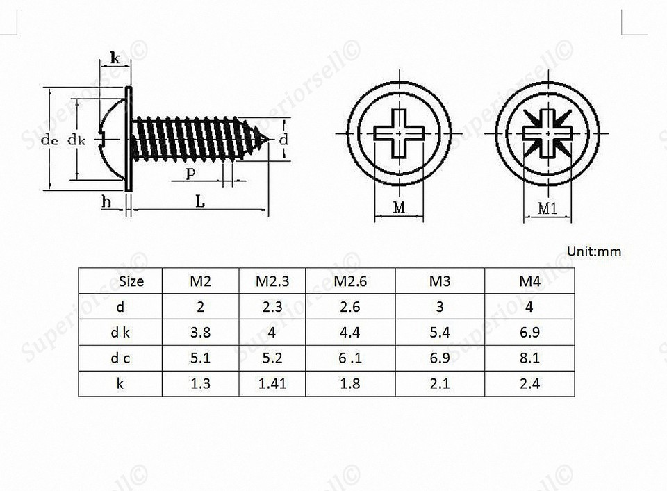 Phillips Modified Truss Head Sheet Metal Wood Self Tapping Screws 304 ...