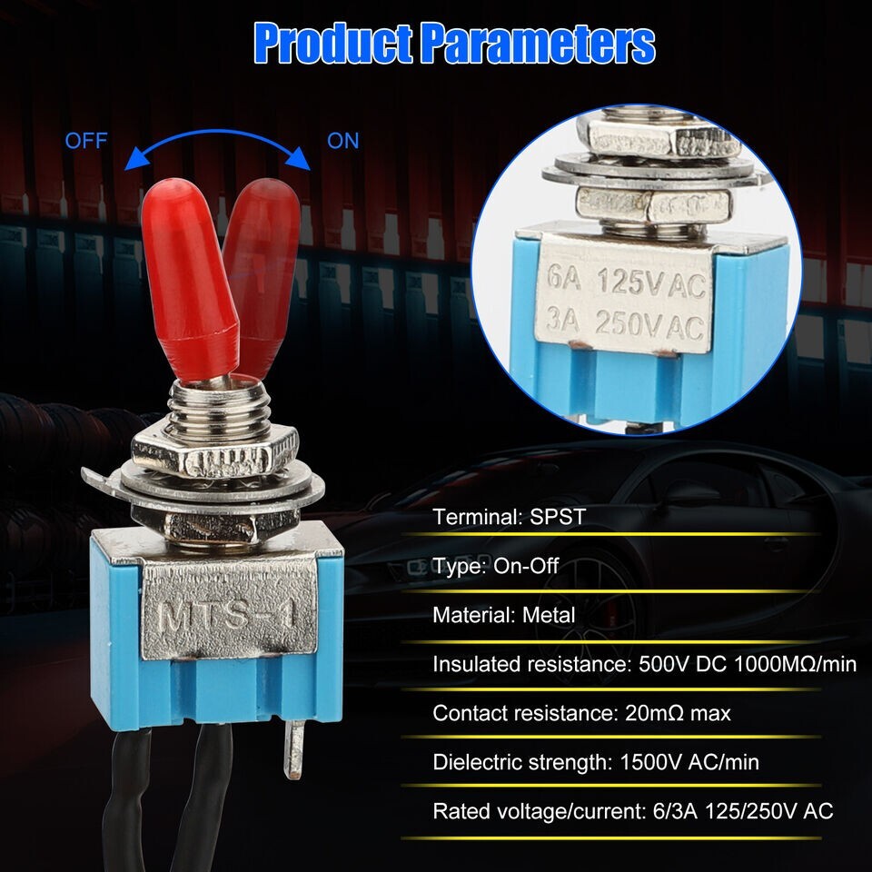10PCS SPST Toggle Switch Pre-Wired On/Off Metal Small Automotive/Boat ...