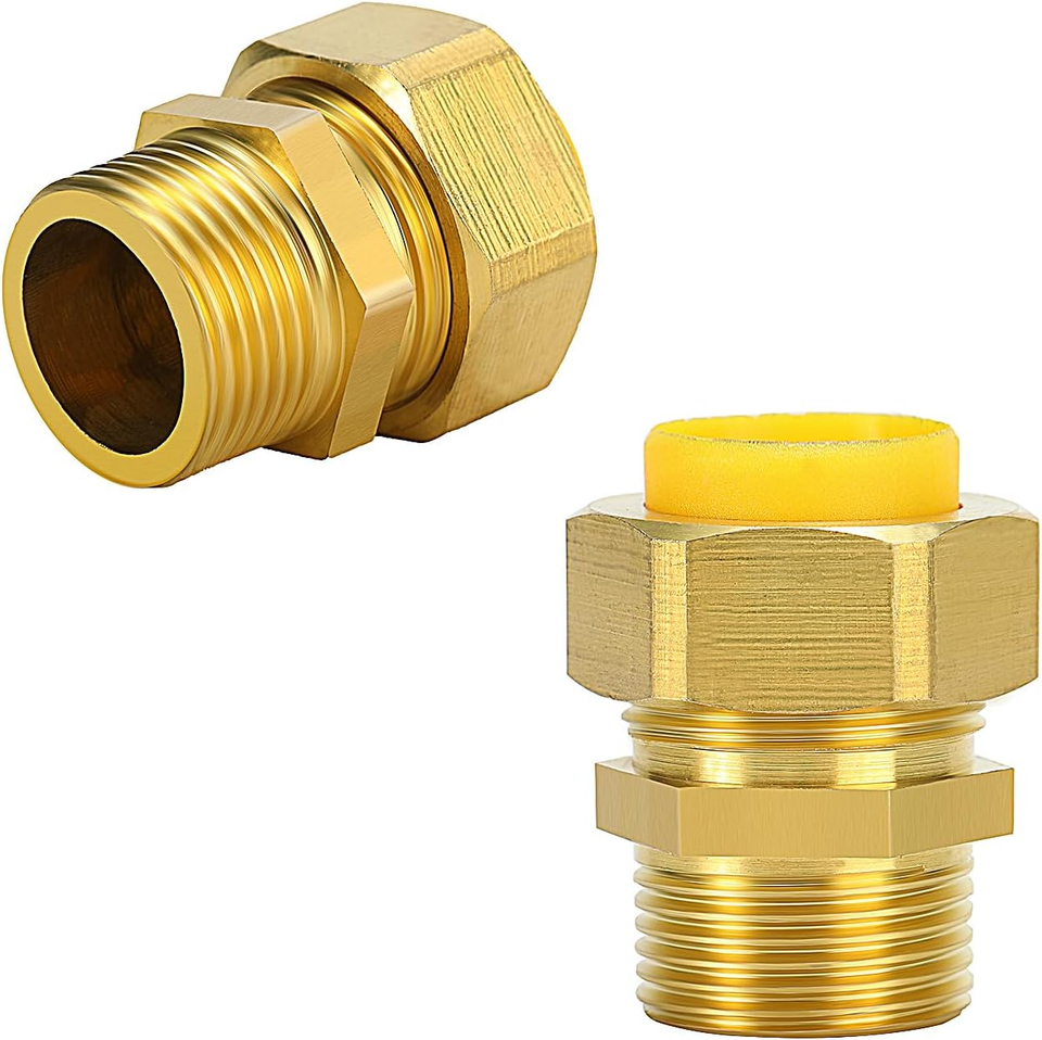 2Pack 3/4'' CSST Gas Line Fittings Male NPT Pipe Fitting Kit Brass ...