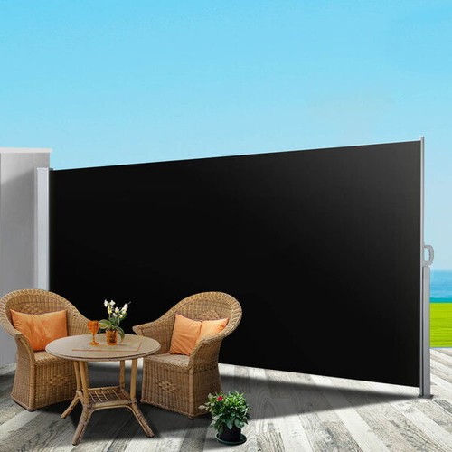 Side Awning Sun Shade Outdoor Retractable Privacy Screen 2X3M Black X2 ...