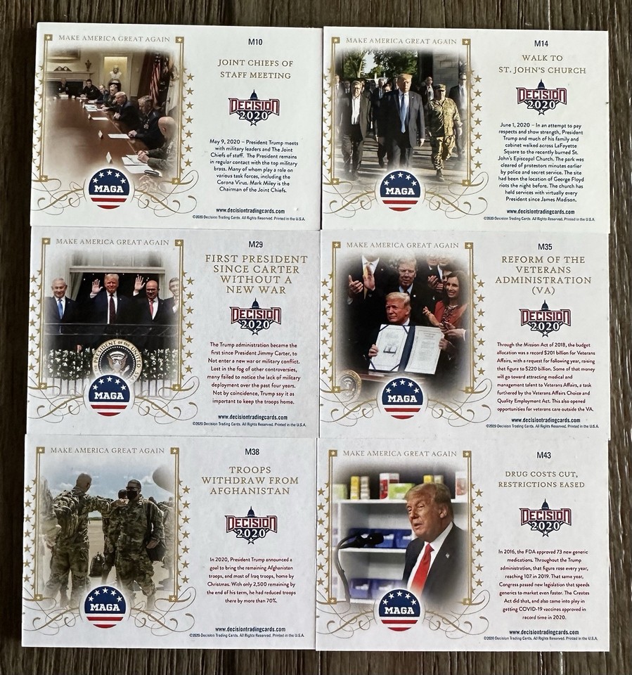 DECISION 2020 MAGA MAKE AMERICA GREAT AGAIN INSERT 6 CARD LOT | eBay