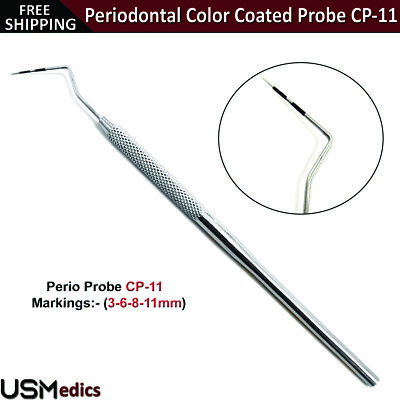 Perio Dental Probe CP-11 Periodontal Color Coded Marking Pocket Depth ...