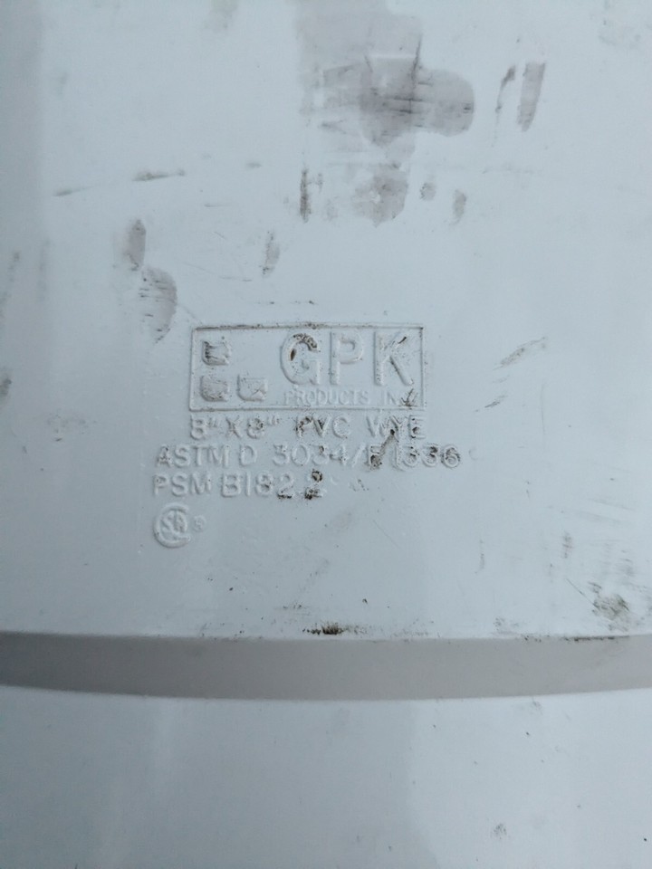GPK 8" x 8" x 8" PVC WYE Fitting ASTM D 3034/F1336 | eBay