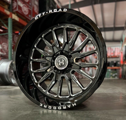 4x 24X12 Hardcore HC24 Wheels Gloss Black Milled 8x180 Chevy GMC | eBay