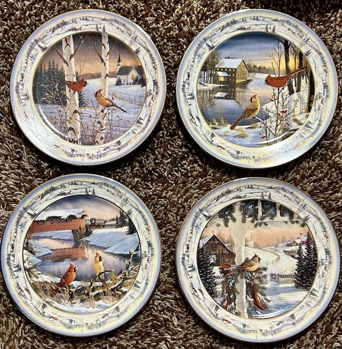 Bradford Exchange Cardinal Plates 3rd 4th 5th 6th Pinegrove’s Winter ...