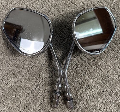 OEM Harley Short Stem Tear Drop Mirrors Set Touring Dyna Softail Chrome ...
