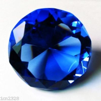 30mm Blue Crystal Diamond Shape Paperweight Glass Gem Display Gift ...
