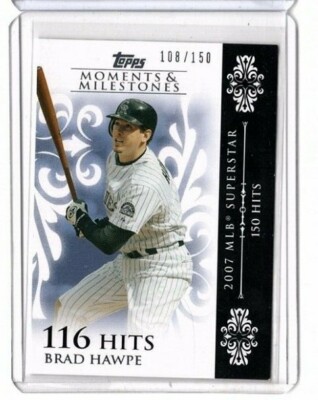 BRAD HAWPE 108/150 2008 TOPPS MOMENTS & MILESTONES CARD # 101 Rockies ...
