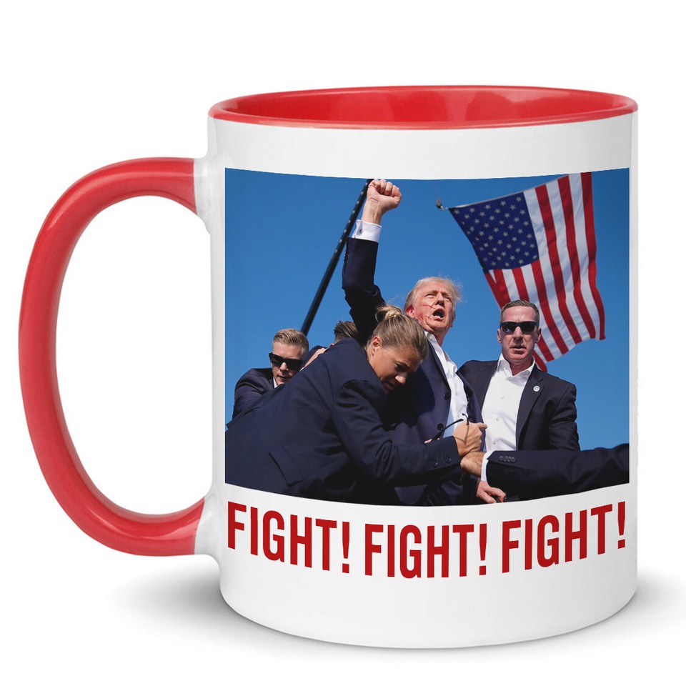 Trump Assassinated Mug. Trump 2025 Mug Fight Fight Cup 11oz 15oz Blue ...