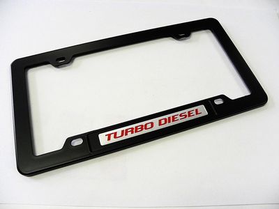 CAR TRUCK TURBO DIESEL EMBLEM ENGINE LICENSE PLATE TAG FRAME SILVER RED ...