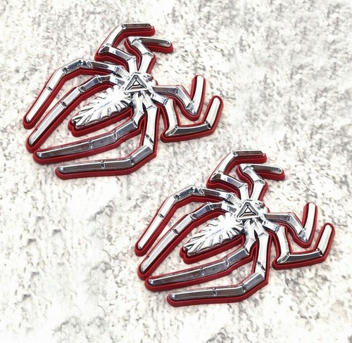 2Pcs Metal Spider Emblems Black Widow Edition Car Badge 3D Decal Chrome ...