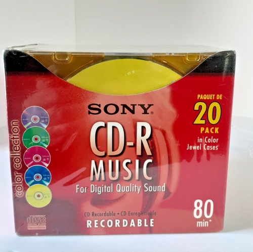 Sony CD-R Music-80 Min-20 Pack-Slim Jewel Cases 20CRM80LX2. New Sealed ...