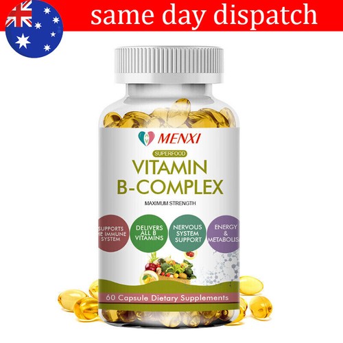 Vitamin B Complex Capsules,Vitamins B1,B2,B3,B5,B6,B8,B12,Immune ...