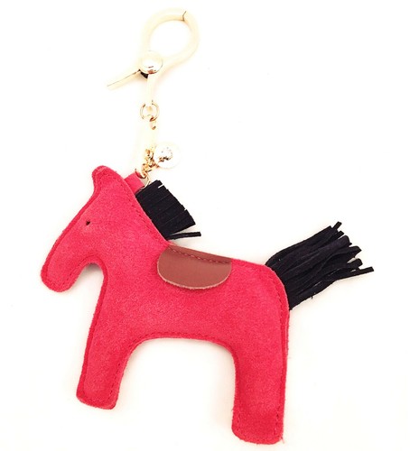 ACCESSORY Birkin Red & Black Pony Horse Suede Leather Keychain Purse ...