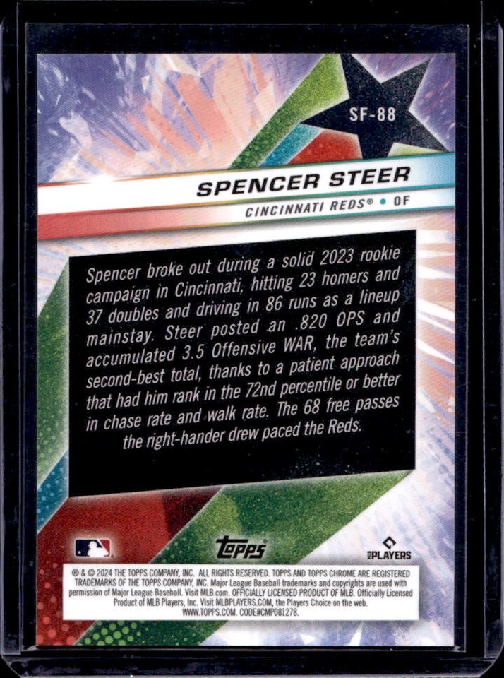 2024 Topps Cosmic Chrome Spencer Steer Starfractor Black Eclipse ...