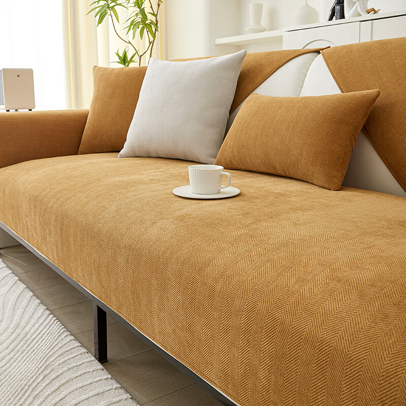 1 X Chenille Material Herringbone Slipcover Non-slip DIY Cloth Sofa ...