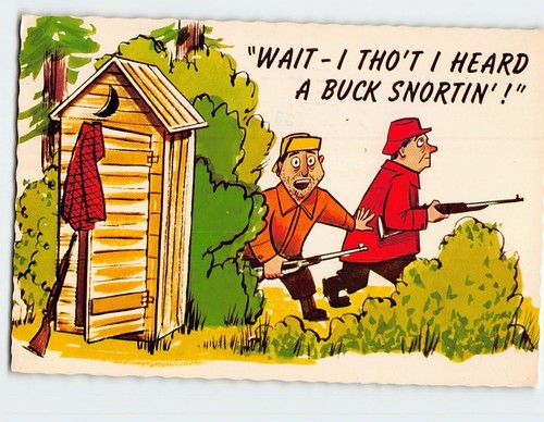 Postcard "Wait- I Tho't I Heard A Buck Snortin' !" with Hunters Comic ...