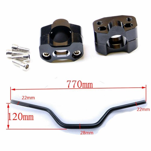 28mm Aluminium High Fat Bar & Risers Clamp Motorcycle Handlebar MX Dirt ...