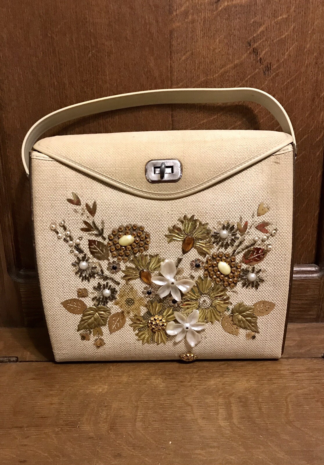 Vintage Tweed Sequined Embellished Purse/Pocketbook - Gem