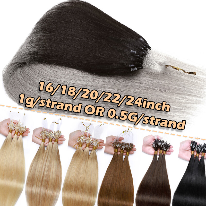 Micro Ring Loop Hair Extensions Micro Beads 100% Real Human Hair Link ...
