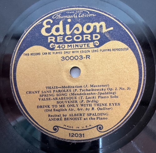 Edison Diamond Disc Long Play 40 Min nr 30003, orig. sleeve, 12 inch ...