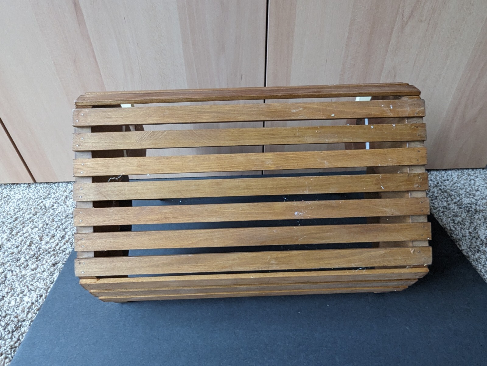 Mallard Shaped Basket Wooden Slats and Handle Home Decor Storage 18 ...