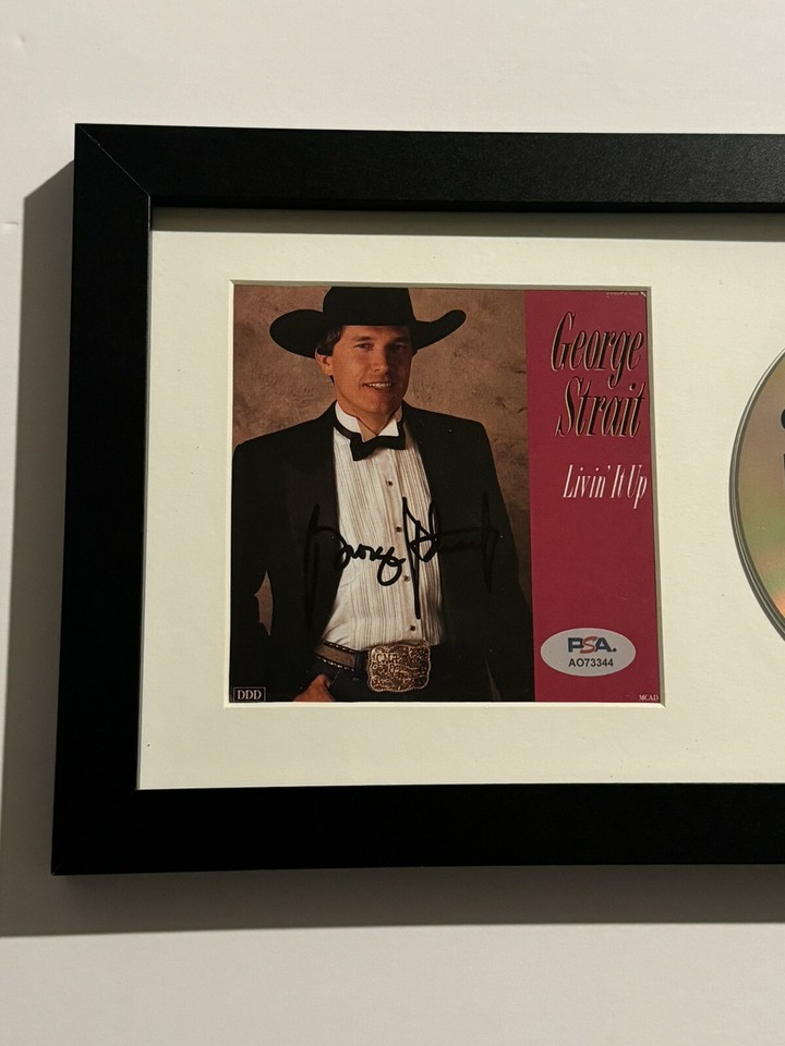 GEORGE STRAIT HAND SIGNED CD FRAMED COUNTRY MUSIC LEGEND VERY RARE PSA ...