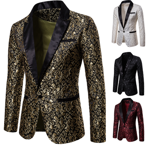Gentleman Party Coat Jacket Men's Bling Jacket jacquard Tuxedo Suit ...