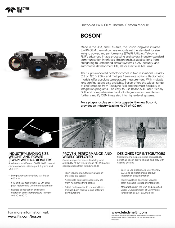 FLIR Boson 640x512 60Hz 4.9mm 95° Thermal Camera E8 T640 T540 E75 A615 ...