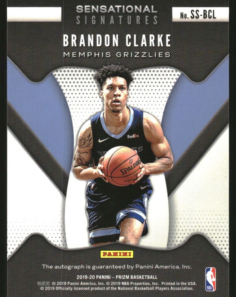 2019-20 Panini Prizm Sensational Signatures #38 Brandon Clarke ...