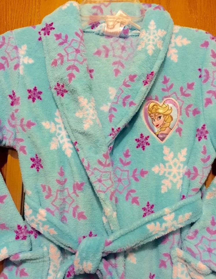 Disney Frozen Robe with Elsa Logo and snow flakes, Blue, XS, S, M, & L ...