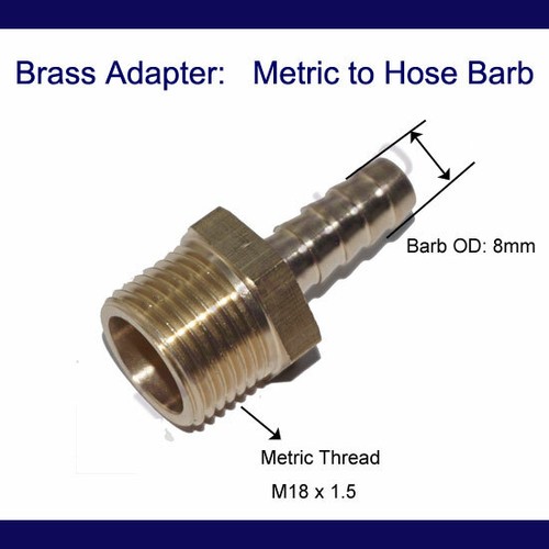 Brass Metric Male Thread M18x1 5 To 8mm 5 16 In Hose Barb Fitting