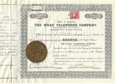 1908 Wray COLORADO Stock 💲 Wray TELEPHONE Company | eBay