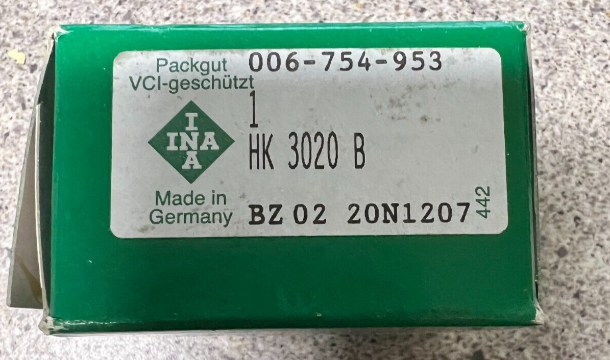 NEW INA HK3020-B Needle Roller Bearing, 30mm Inner Diameter, 37mm Outer ...