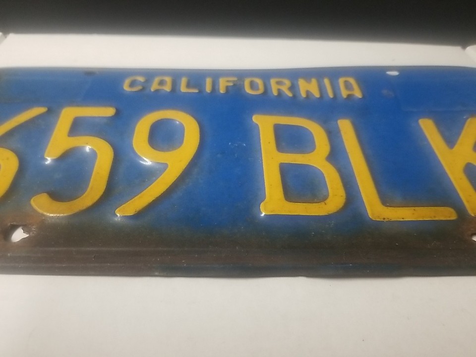 Set Rustic Decoration California License plates Blue and Yellow 659 BLK ...