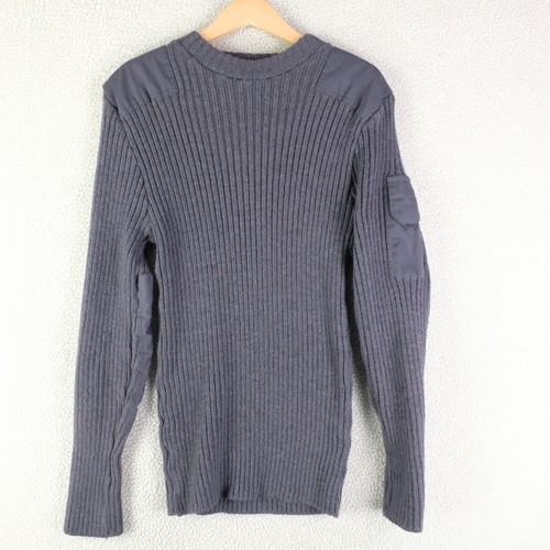 Commando Sweater Mens Small Blue Gray Round Neck Heavy Military Navy | eBay
