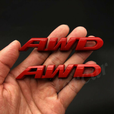 2pcs Metal Red AWD Car Trunk Rear Side Emblem Badge Decal Stickers V6 ...