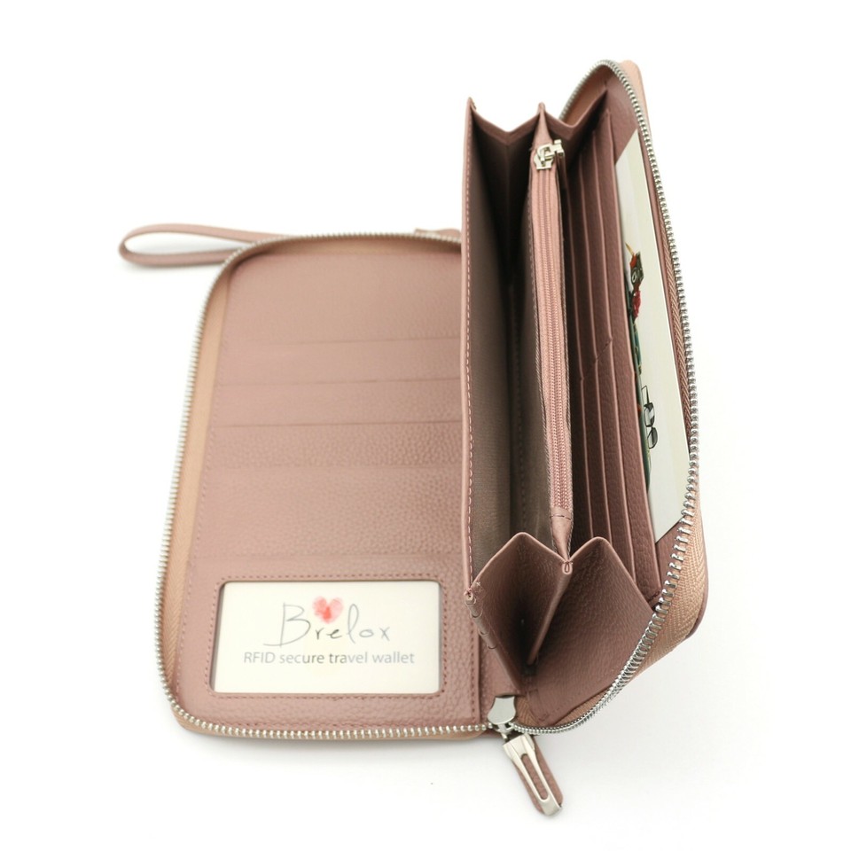 Brelox Travel RFID Passport Holder Wallet - Genuine Leather - Pink | eBay