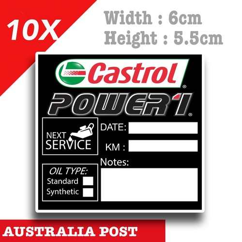 CASTROL Power 1 Oil Change Service Reminder x10 Black , Cars Vans ...