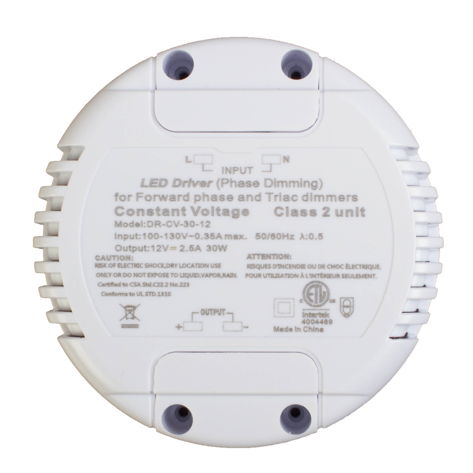 12v 30W Triac Dimmable LED Driver Light Round shape Power Supply Class ...