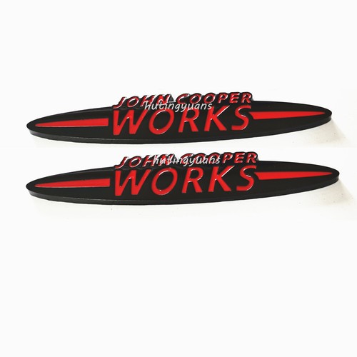 2x 9CM RED BLACK 3D JOHN COOPER WORKS Badge Sticker for MINI Cooper S ...