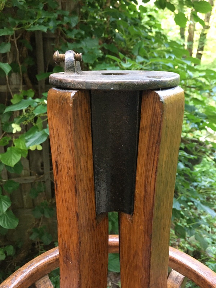 ANTIQUE VINTAGE INDUSTRIAL OAK ARCHITECT DRAFTING STOOL GUNLOCKE CHAIR ...