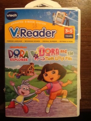 VTECH V.READER INTERACTIVE E-READING SYSTEM GAME DORA and THE 3 LITTLE ...