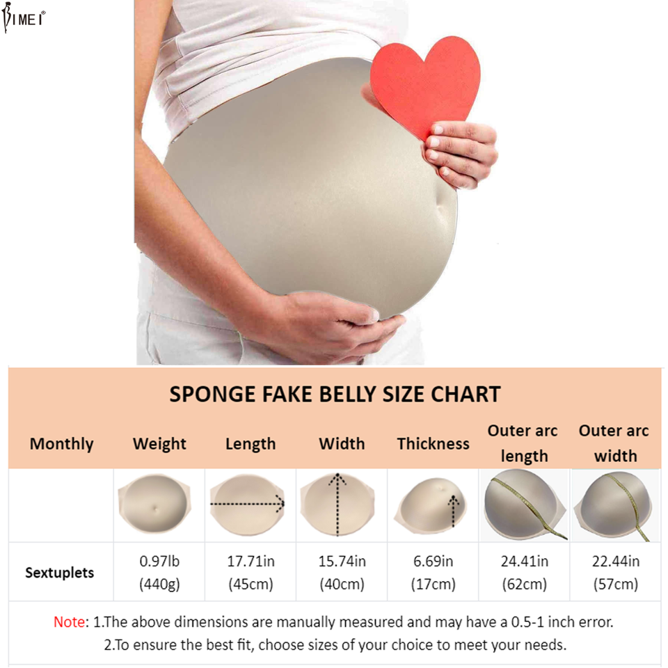 BIMEI Sextuplets Fake Pregnancy Sponge Belly Adjustable Lightweight ...