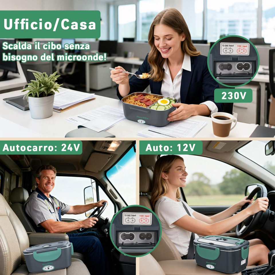 Scaldavivande Elettrico Portatile 80W 3 in 1 per Auto Camion E Ufficio ...