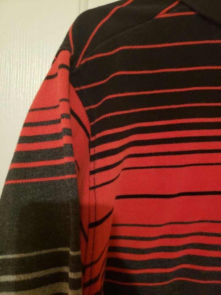 XL / South Pole Men's Short Sleeve Polo Striped Red Black White Polo ...
