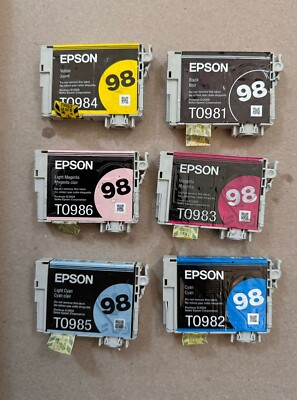 Epson 98 T098 Ink 6-Pack GENUINE for Artisan 700 710 725 730 800 810 ...
