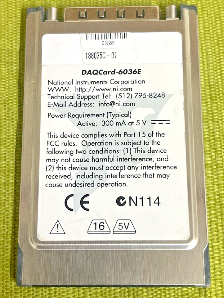 National Instruments DAQCard-6036E NI DAQ Card PCMCIA Analog Input ...