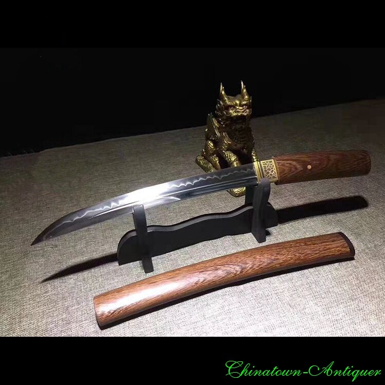 T10 Steel Clay Tempered Kogarasu Maru Blade Japanese Wakizashi Short ...